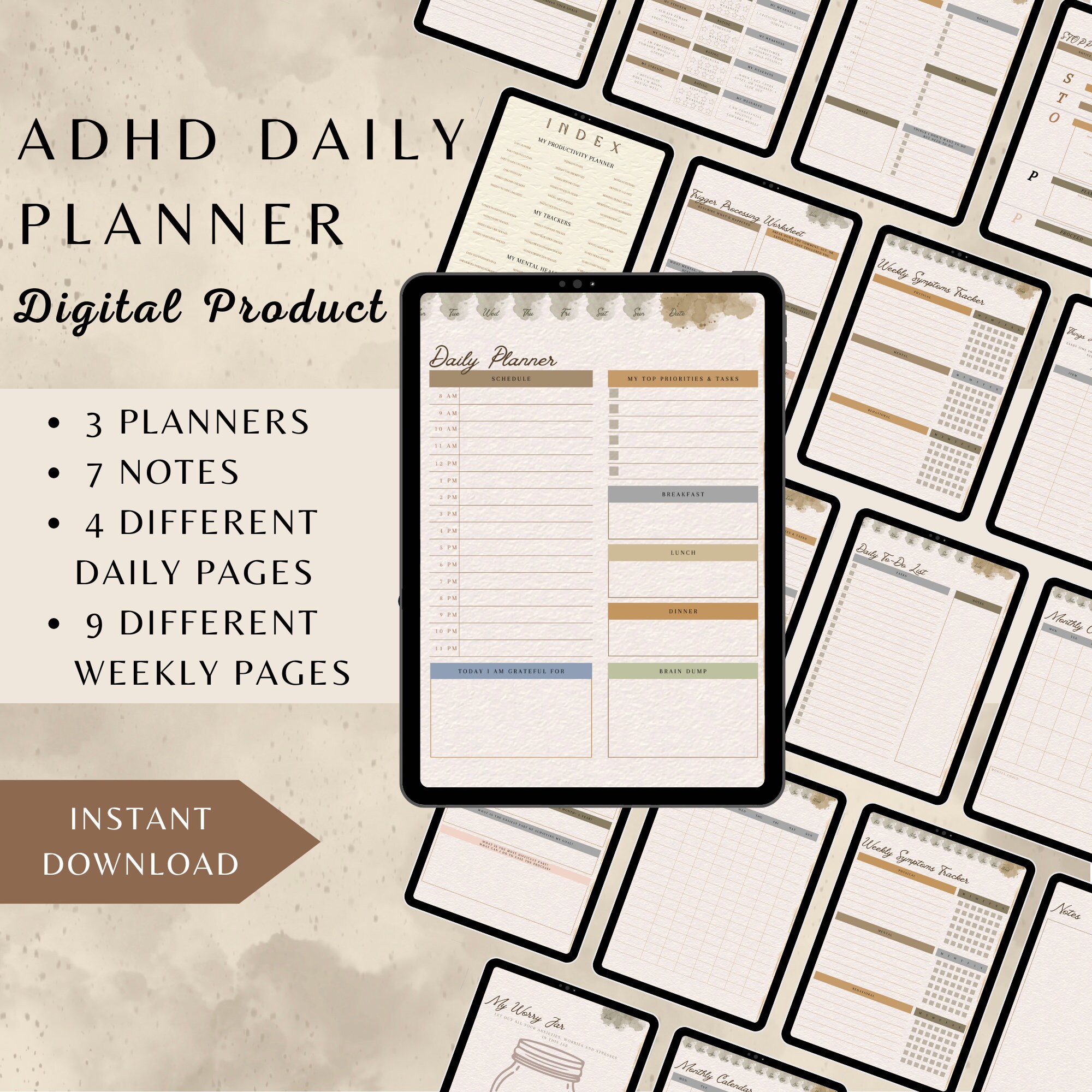 ADHD Digital Planner, Undated Digital Planner, ADHD Planner, iPad ...