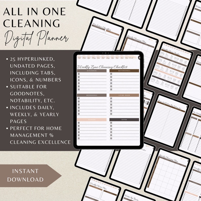 Cleaning Schedule Printable Daily Weekly Monthly Planner Household ...