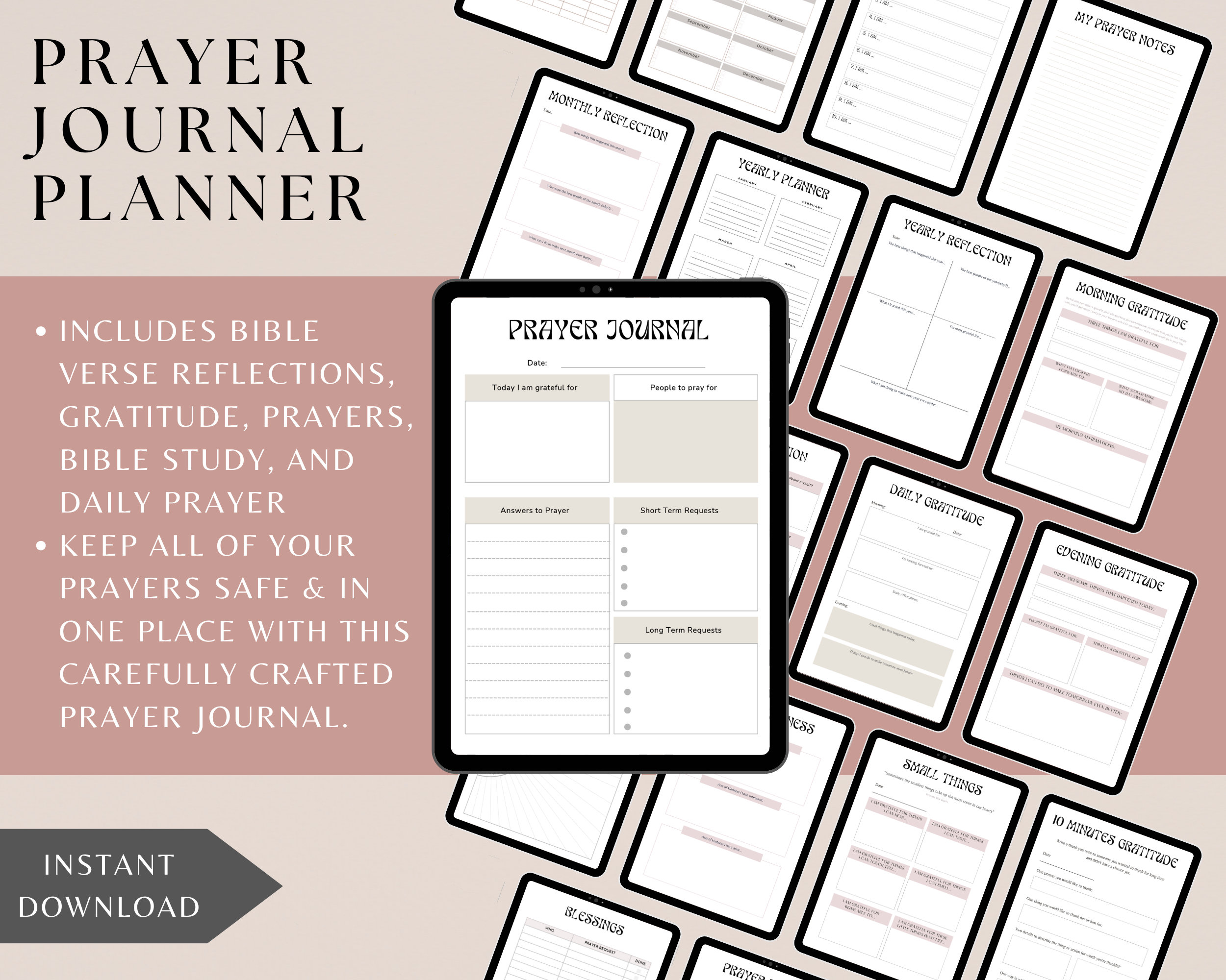 Prayer Journal Printable Template With Bible Verse, Gratitude, Prayers ...
