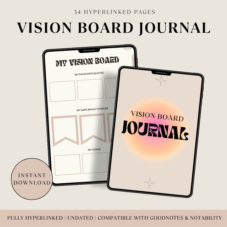 2024 Vision Board Kit Printable, Vision Board With Affirmations ...