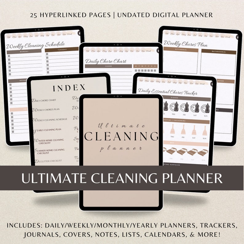 Cleaning Schedule Printable Daily Weekly Monthly Planner Household ...