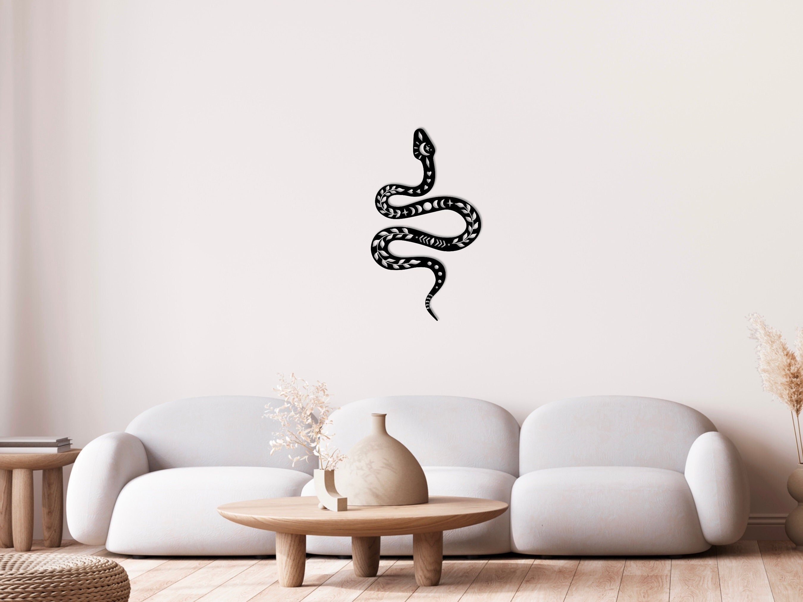 Snake Metal Wall Art, Celestial Moon Phase Snake Art, Cosmic Snake Wall ...