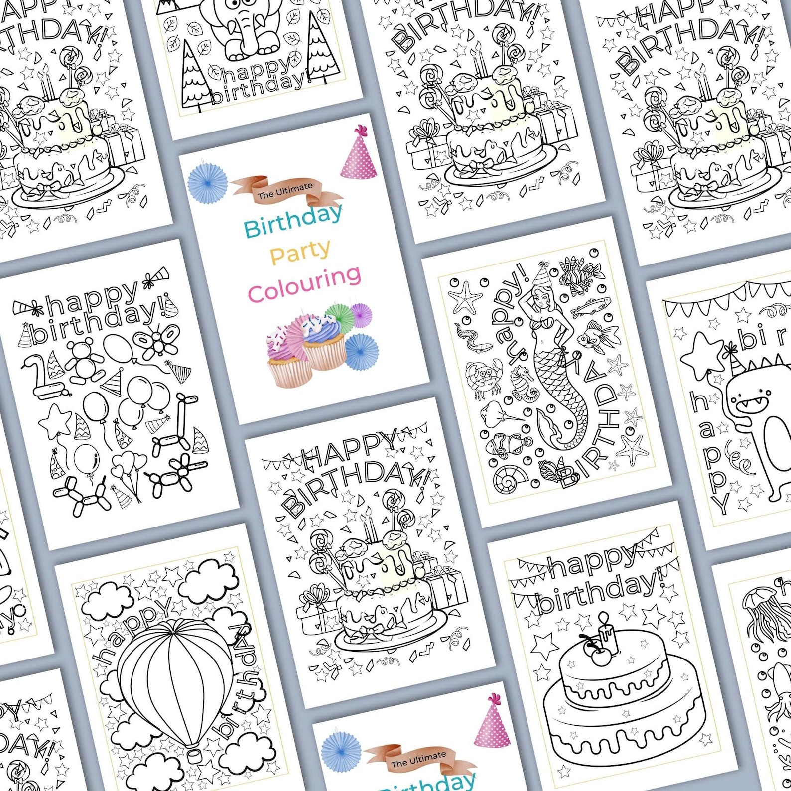 Birthday Coloring Pages 10 Printable Birthday Theme Coloring - Etsy