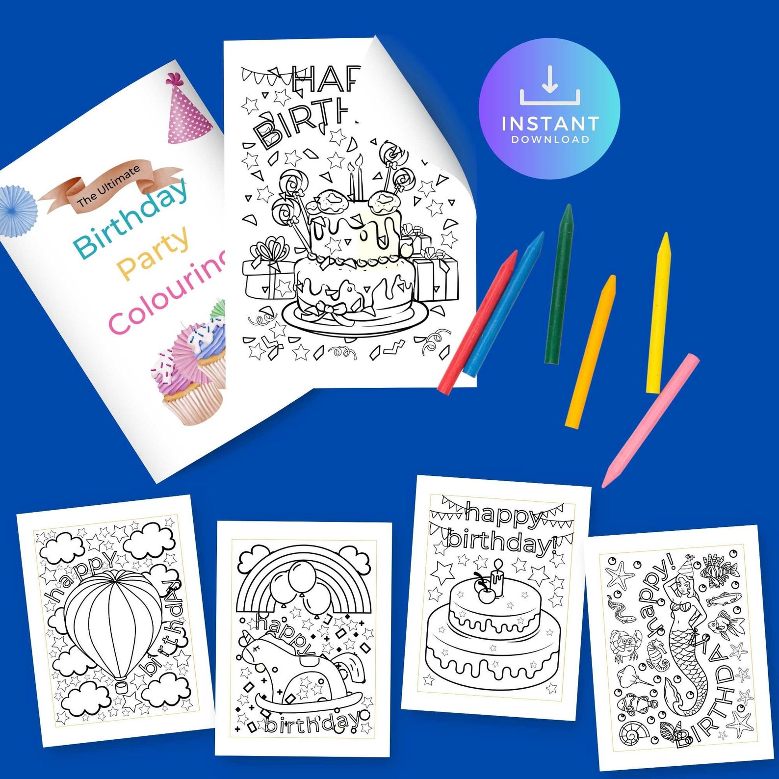 Birthday Coloring Pages, 10 Printable Birthday Theme Coloring Pages ...