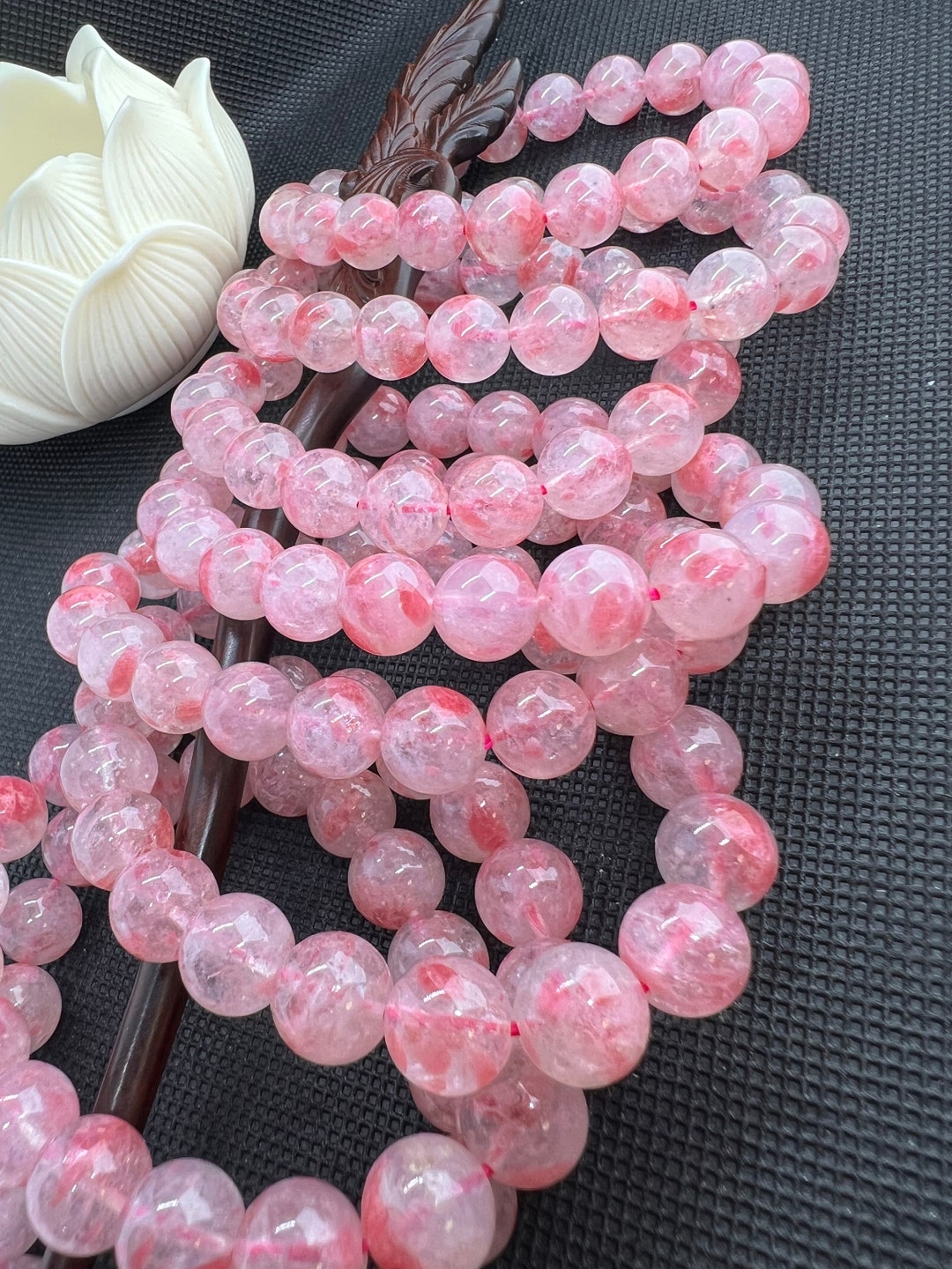 HIGH QUALITY Sakura Rain Natural Ice Rhodonite Cherry Blossom Bracelet ...