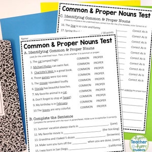 Common and Proper Nouns Quiz: 2-page Test With Answer Key (digital ...