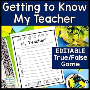 Getting to Know Your Teacher Activity for Back to School | EDITABLE ...