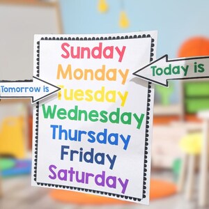 Days of the Week Poster, Days of the Week Sign for Kids, Today ...