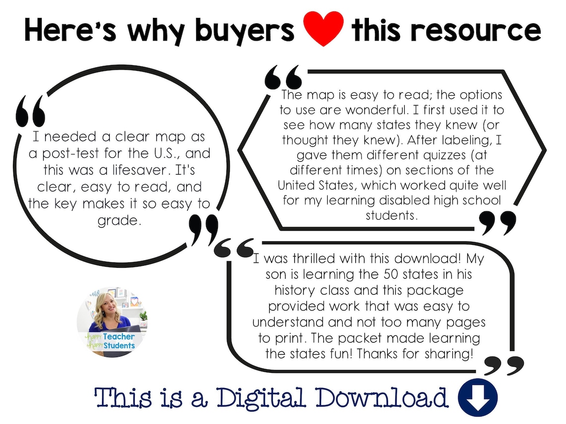 USA Map Quiz & Worksheet: 50 States Practice Sheet (digital Download ...