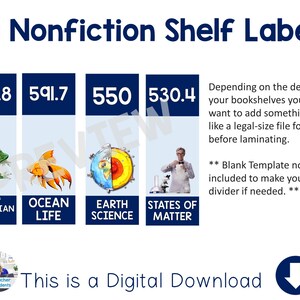 Nonfiction AND Fiction Library Shelf Dividers, Classroom Library Shelf ...