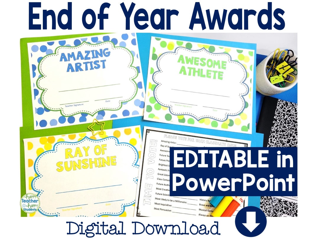 EDITABLE End of Year Awards 31 Classroom Superlative Awards W/ Voting ...