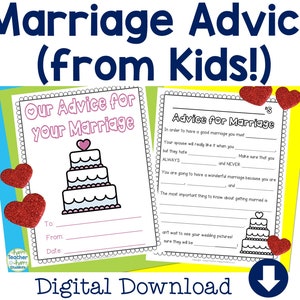 Childrens Advice for Marriage, Wedding Advice Book, Weddings Kids Table ...