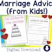 Childrens Advice for Marriage, Wedding Advice Book, Weddings Kids Table ...