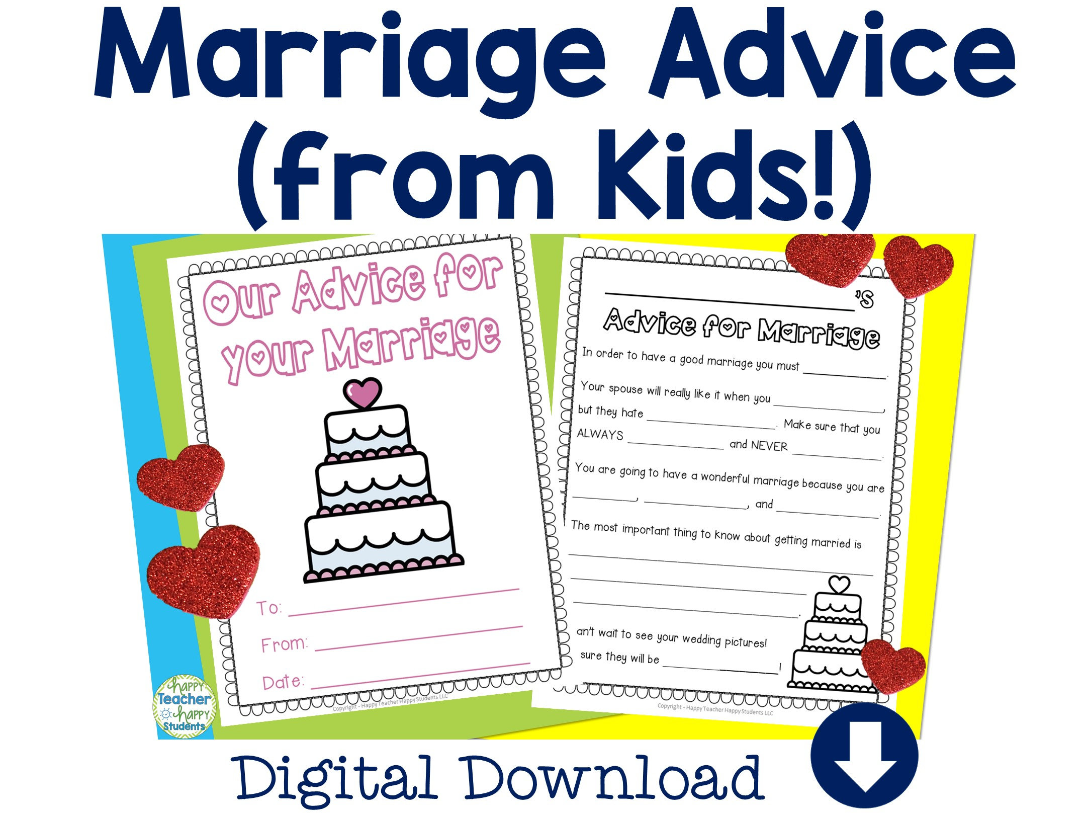 Childrens Advice for Marriage, Wedding Advice Book, Weddings Kids Table ...
