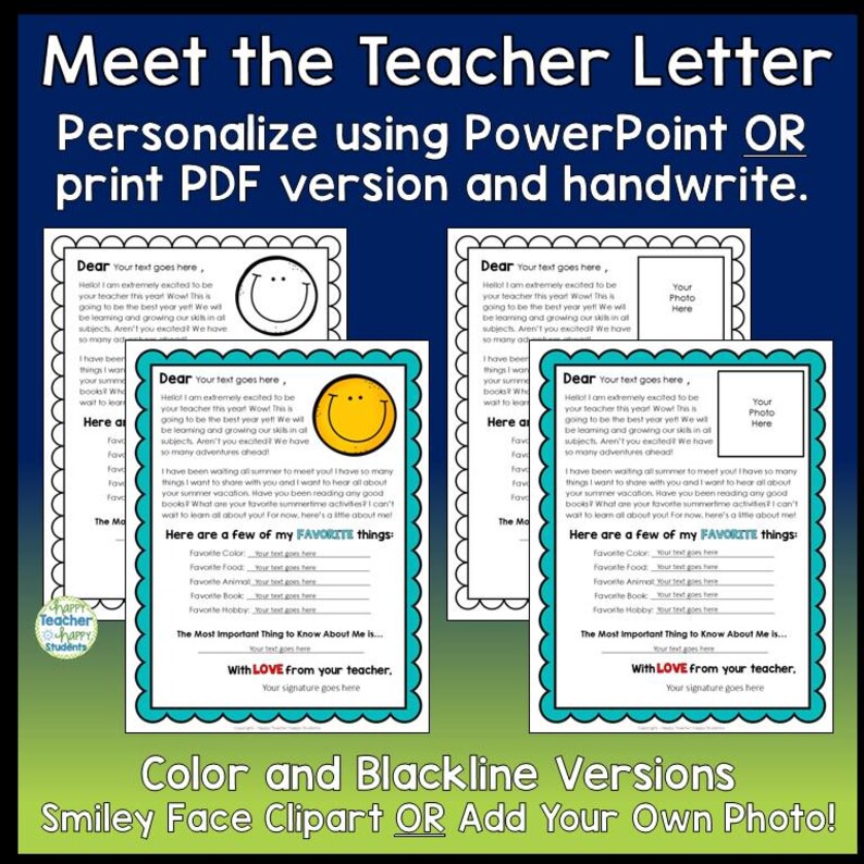 Editable Meet the Teacher Letter Template for Back to School ...