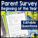 EDITABLE Parent Survey | Beginning of Year Parent Survey, Get to Know ...