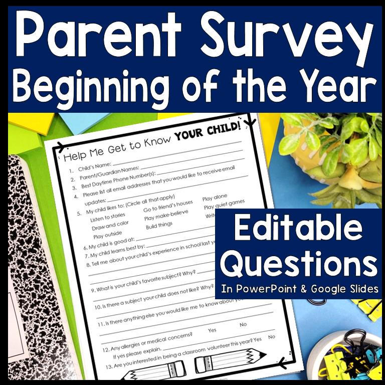 EDITABLE Parent Survey | Beginning of Year Parent Survey, Get to Know ...