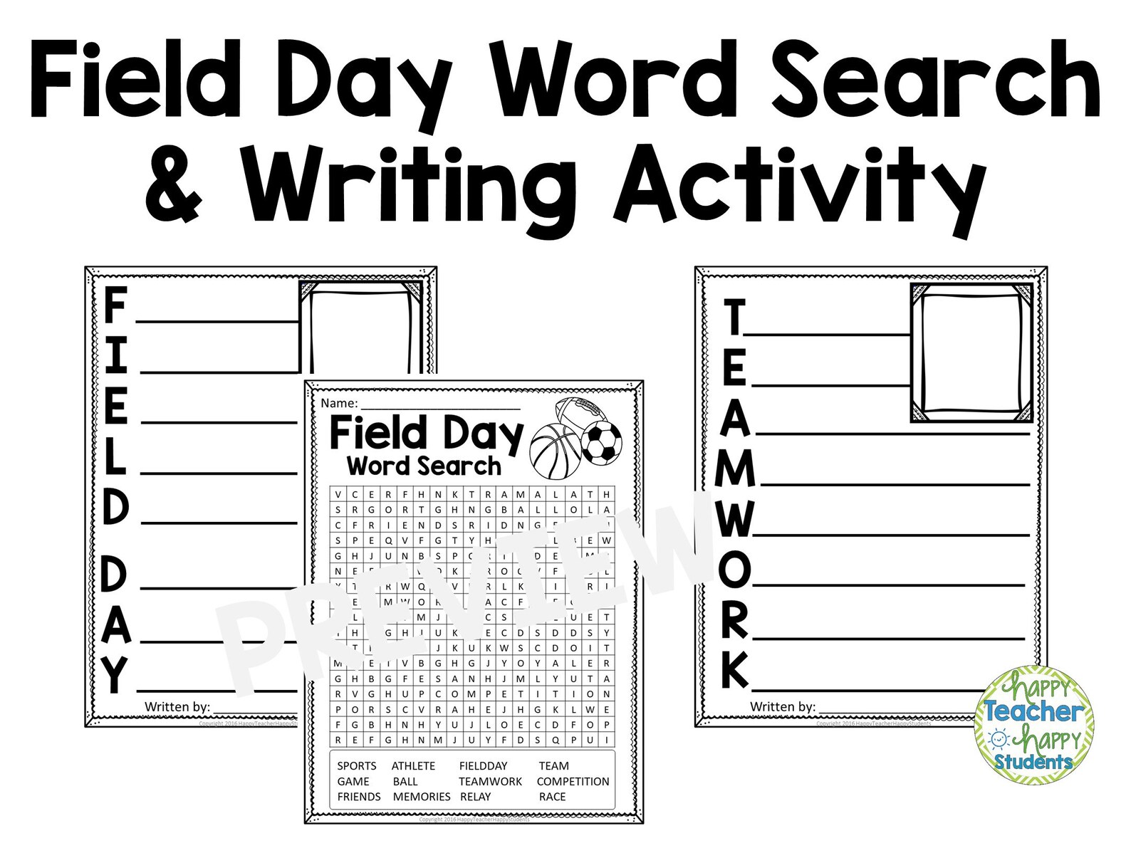 Field Day Awards Certificates Field Day Word Search & Writing - Etsy