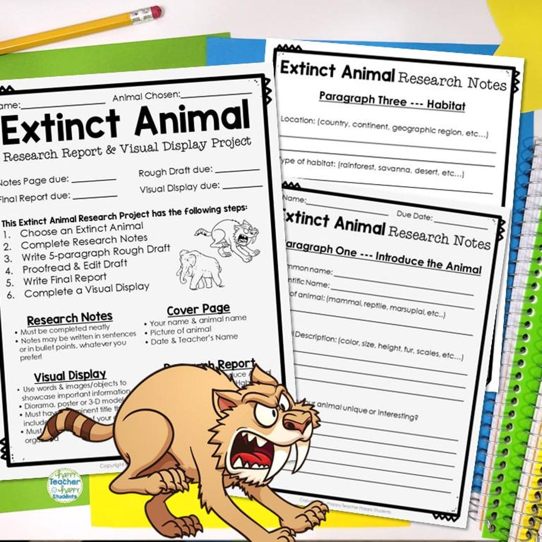 Extinct Animal Research Report & Display Project (digital Download) - Etsy