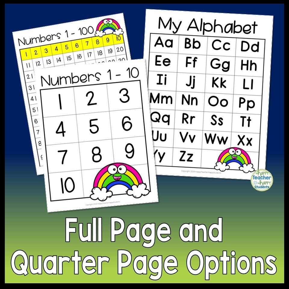 Printable Alphabet Poster for Kids ABC Poster for Classroom Number ...