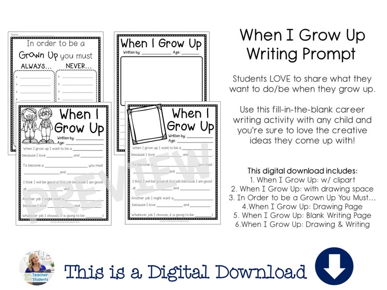 When I Grow up Writing Activity, What I Want to Be When I Grow up ...