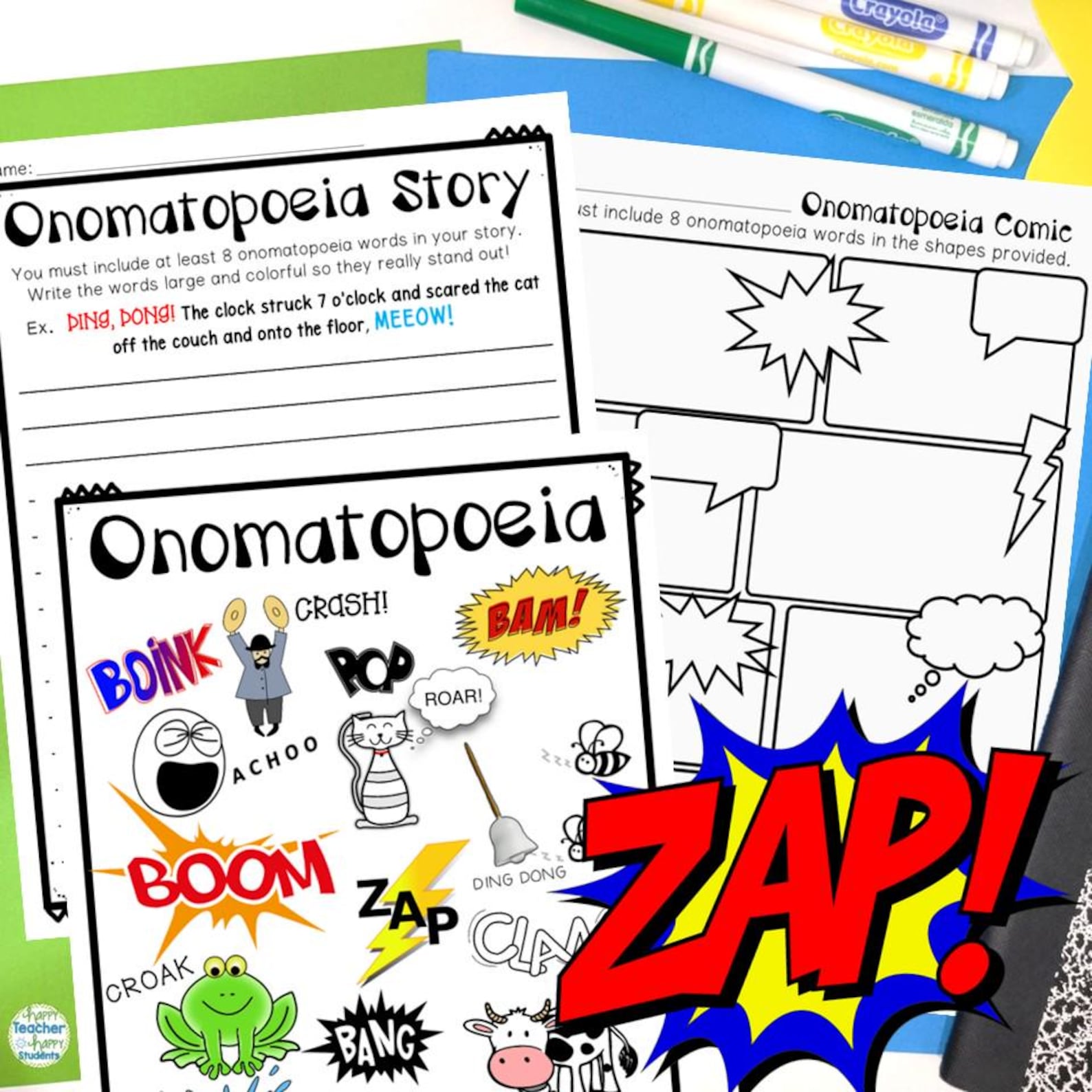 Onomatopoeia Activities & Posters: Word List, Write a Comic | Comic ...