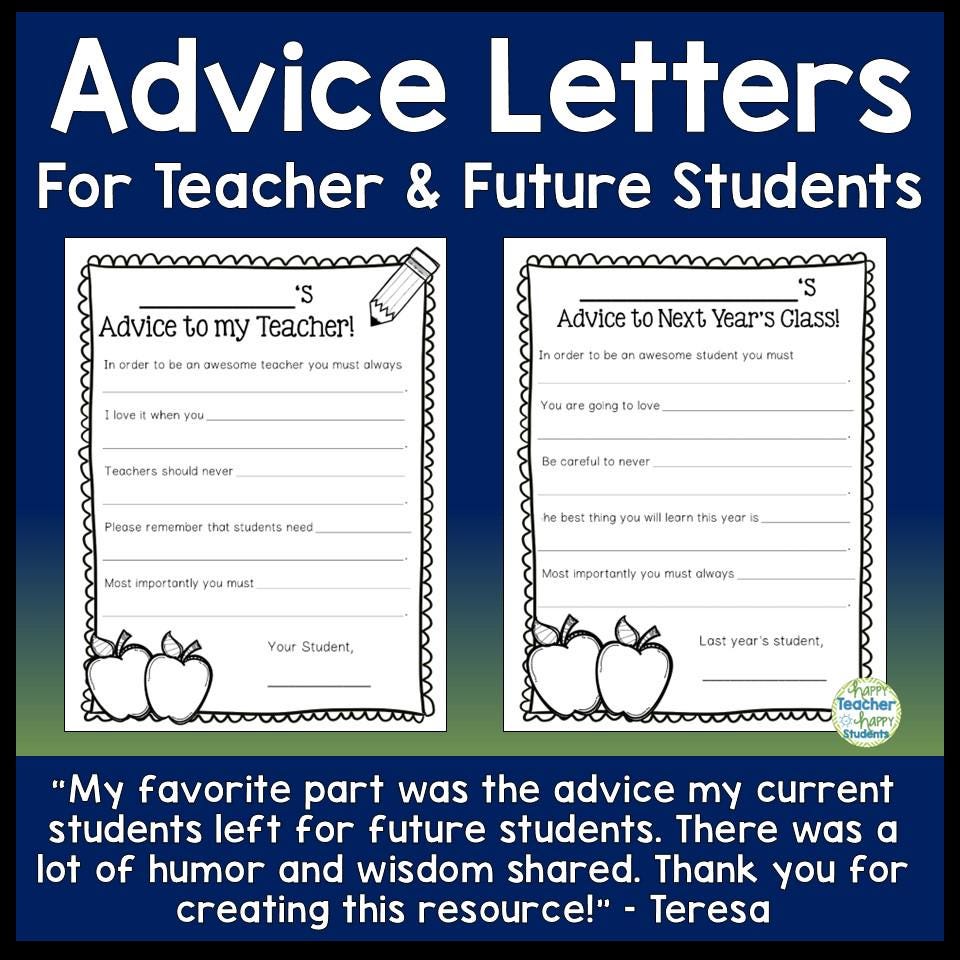 End of Year Advice Letters: Advice for Teacher & Advice for Student ...