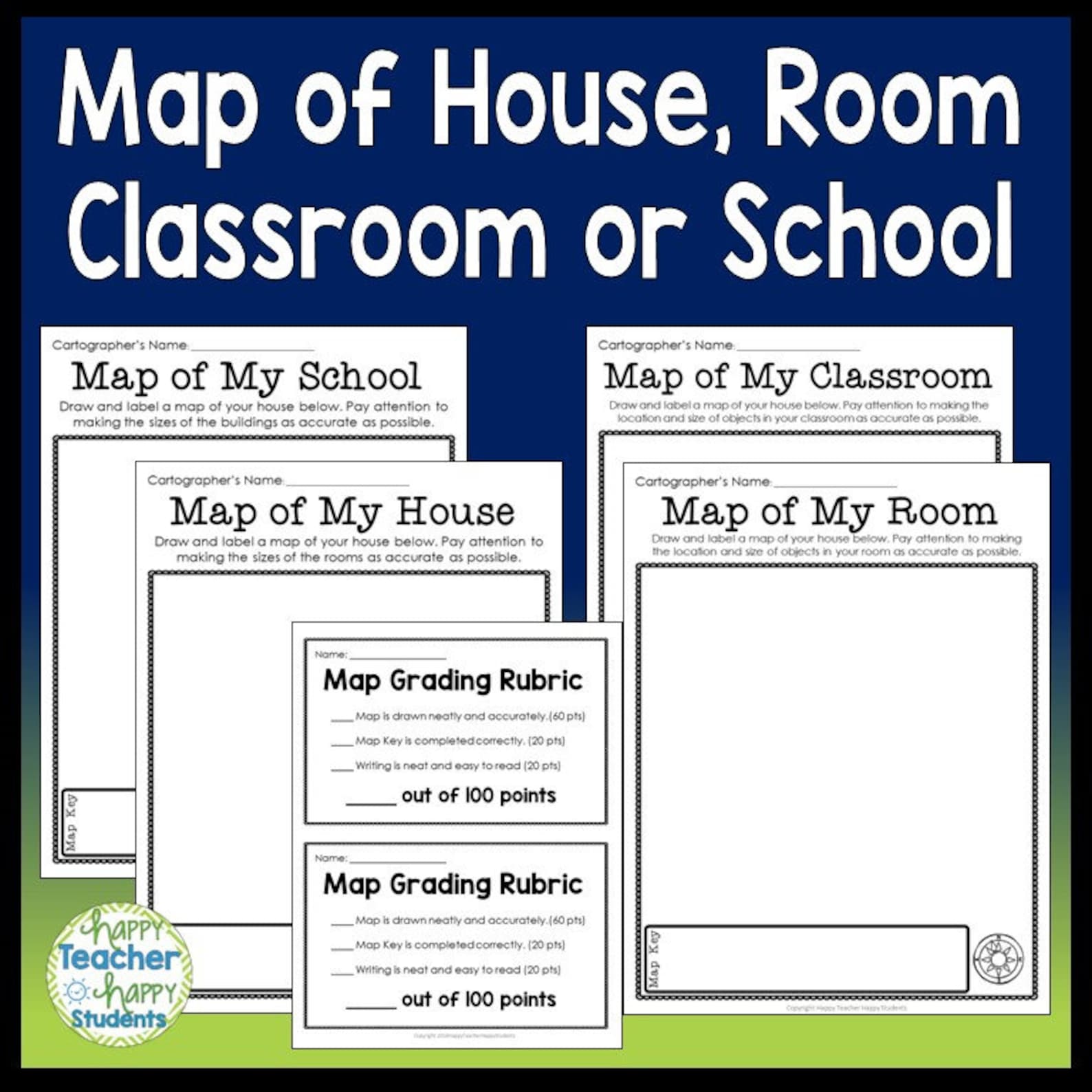 Create a Map Project, Create Your Own Map of Room, Map of School, Map of House or Map of the ...