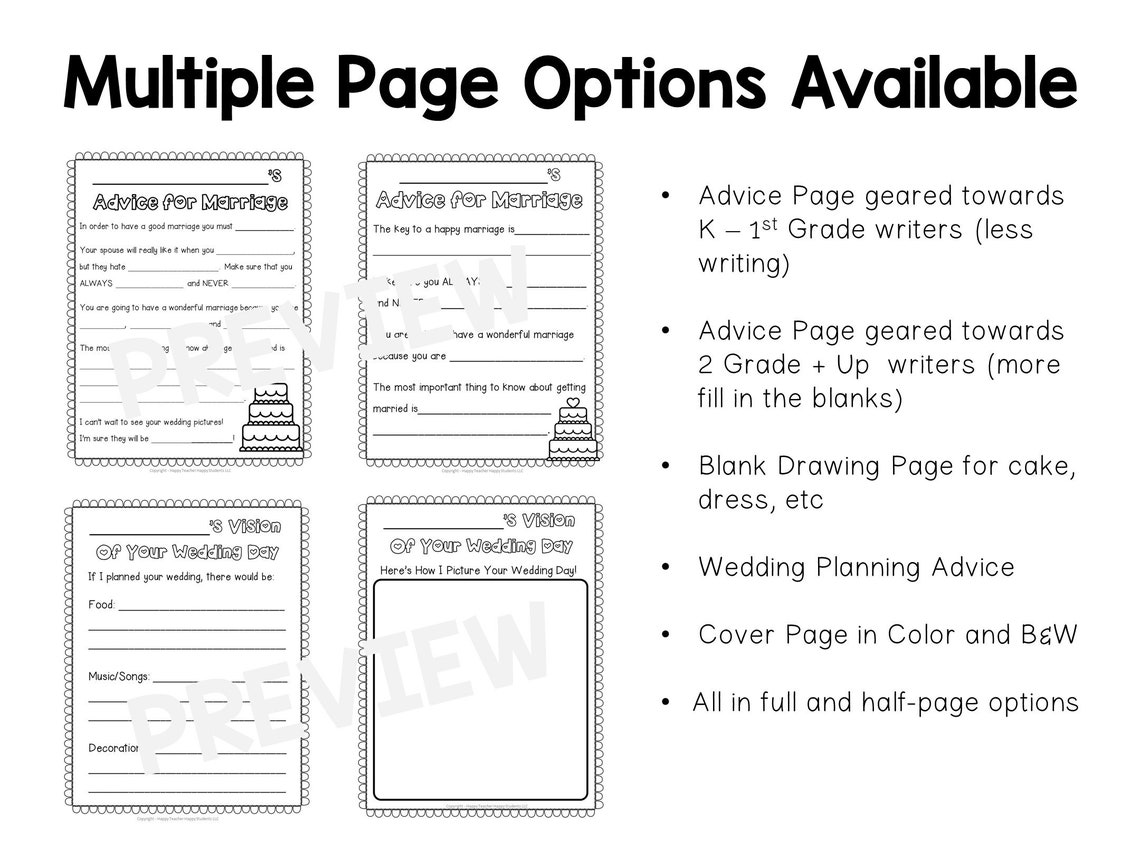 Childrens Advice for Marriage, Wedding Advice Book, Weddings Kids Table ...