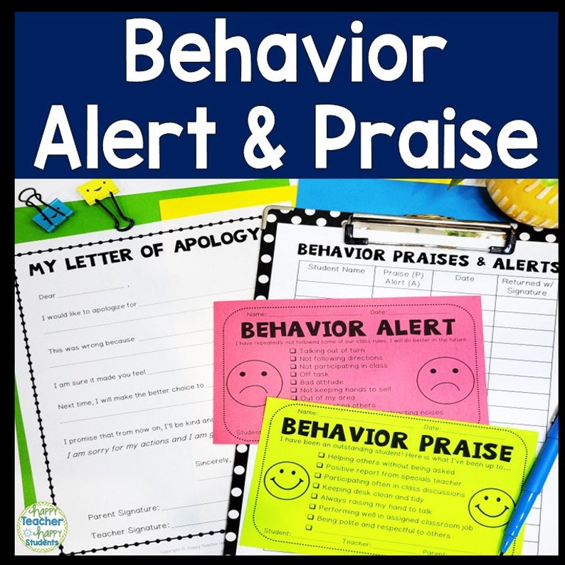 Printable Behavior Alert and Behavior Praise for Behavior Management ...