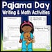 Pajama Day Activities | Pajama Day Party | Word Search, Writing & Math ...