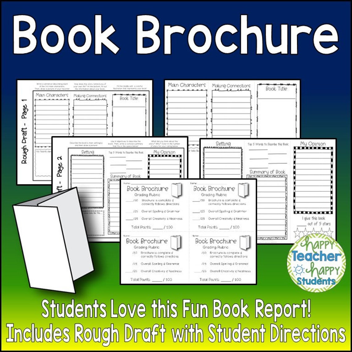 Brochure Book Report Template, Trifold Book Report for Kids, Printable ...