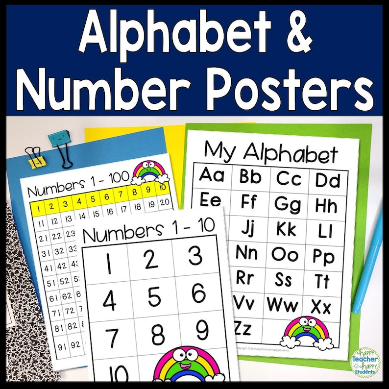 Printable Alphabet Poster for Kids ABC Poster for Classroom Number ...
