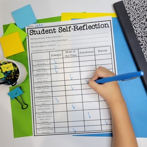Student Self Reflection Assessment | Student Self Evaluation Form for ...