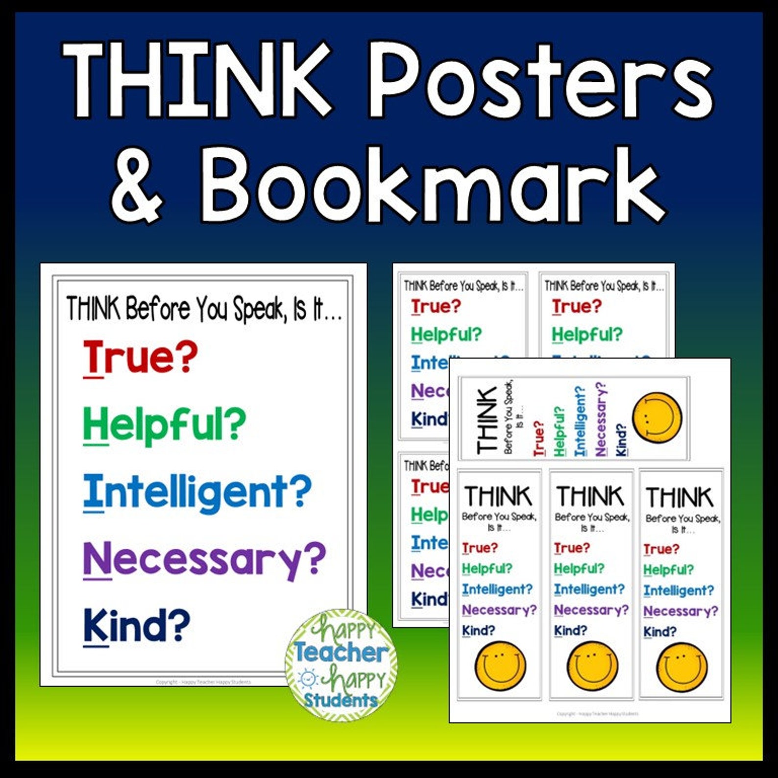 Think Before You Speak Poster & Bookmark, THINK Poster and Bookmark ...