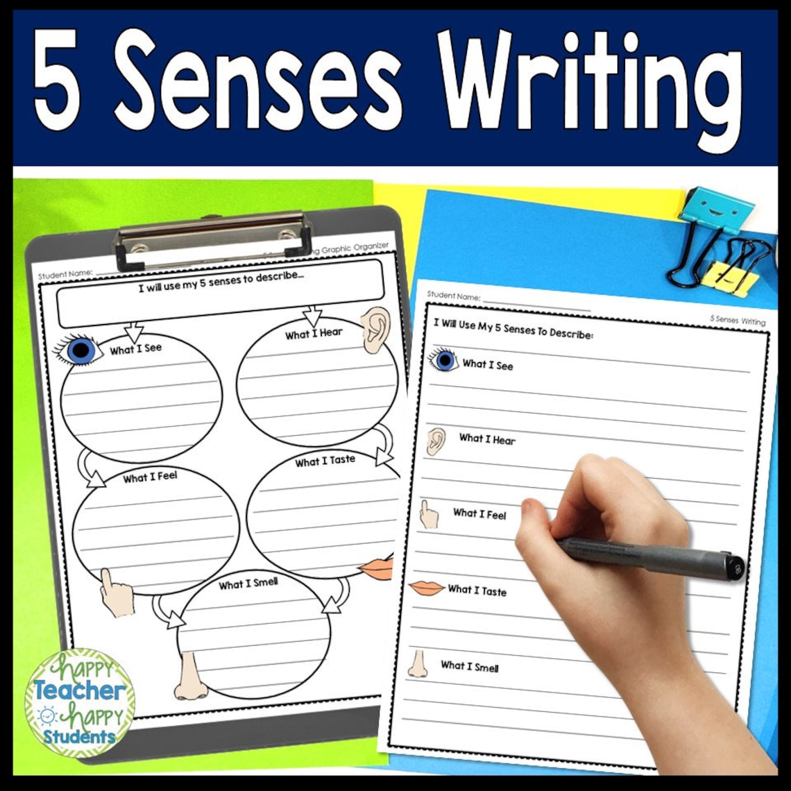5 Senses Graphic Organizer | 5 Senses Worksheet | Five Senses Writing ...