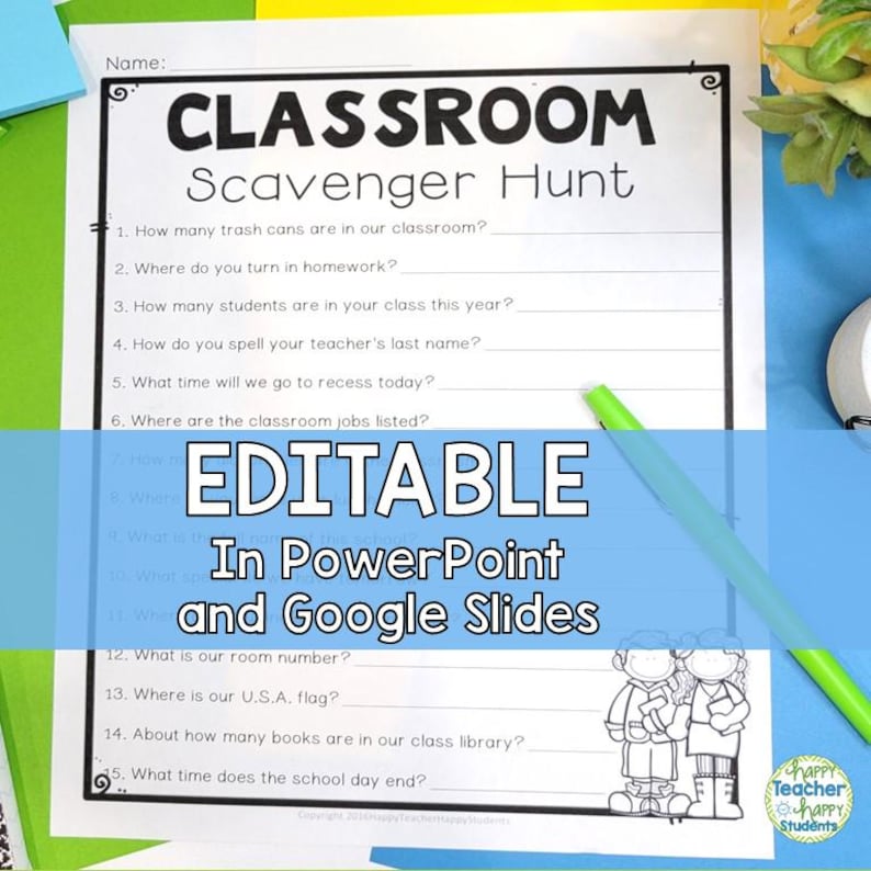 EDITABLE Classroom Scavenger Hunt | Fun Back to School Activity | Get ...