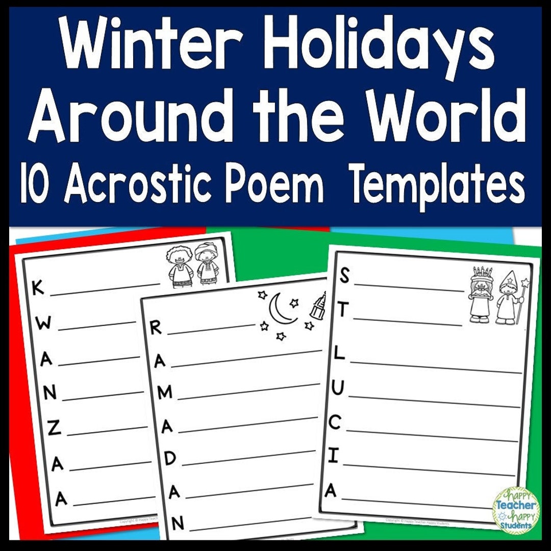 Winter Holidays Around the World Writing Activity | 10 Acrostic ...