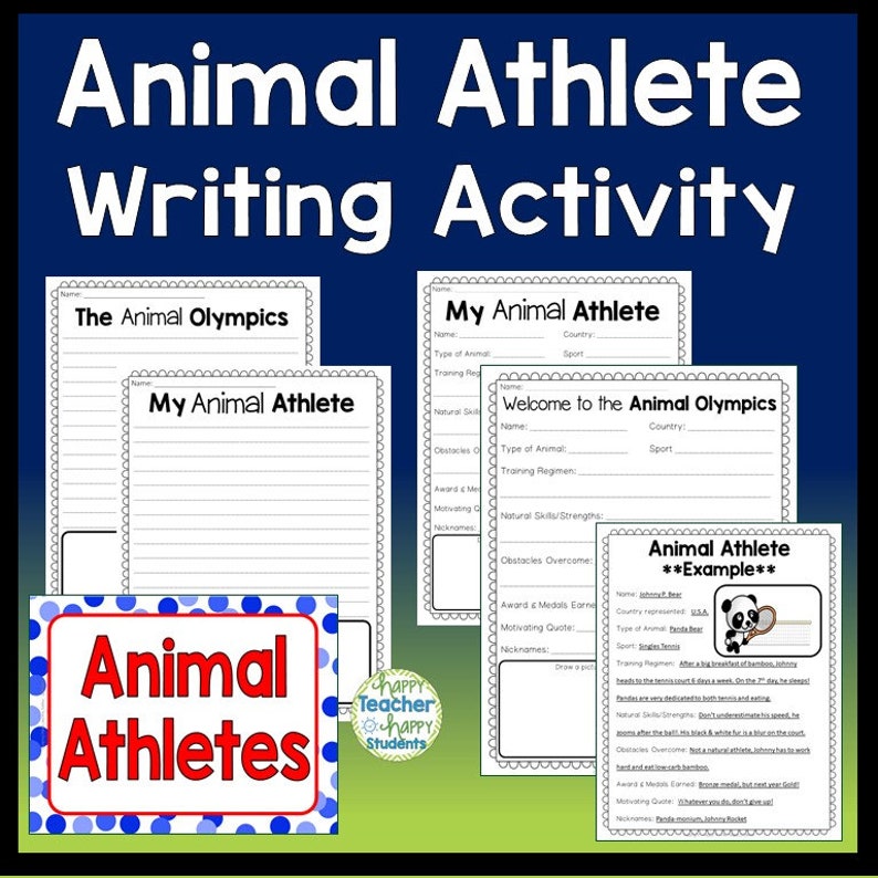 Animal Athletes Sports Writing Activity Use for Summer Olympics 2024 ...