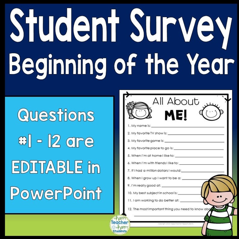 Editable Student Survey: All About Me Printable (digital Download) - Etsy