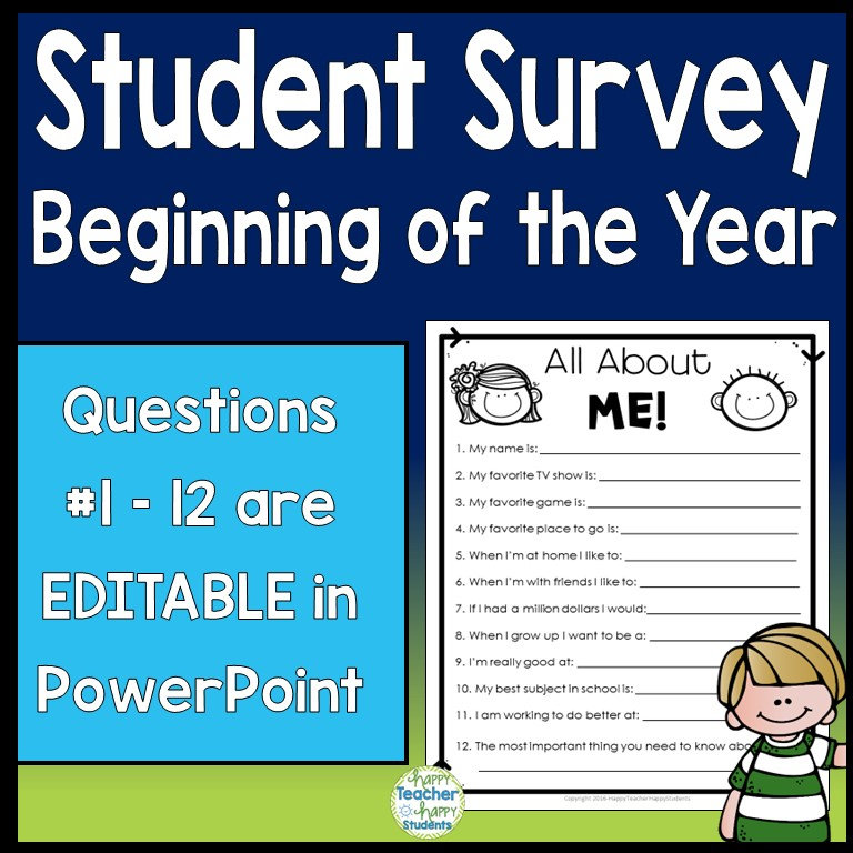 Editable Student Survey: All About Me Printable (digital Download) - Etsy