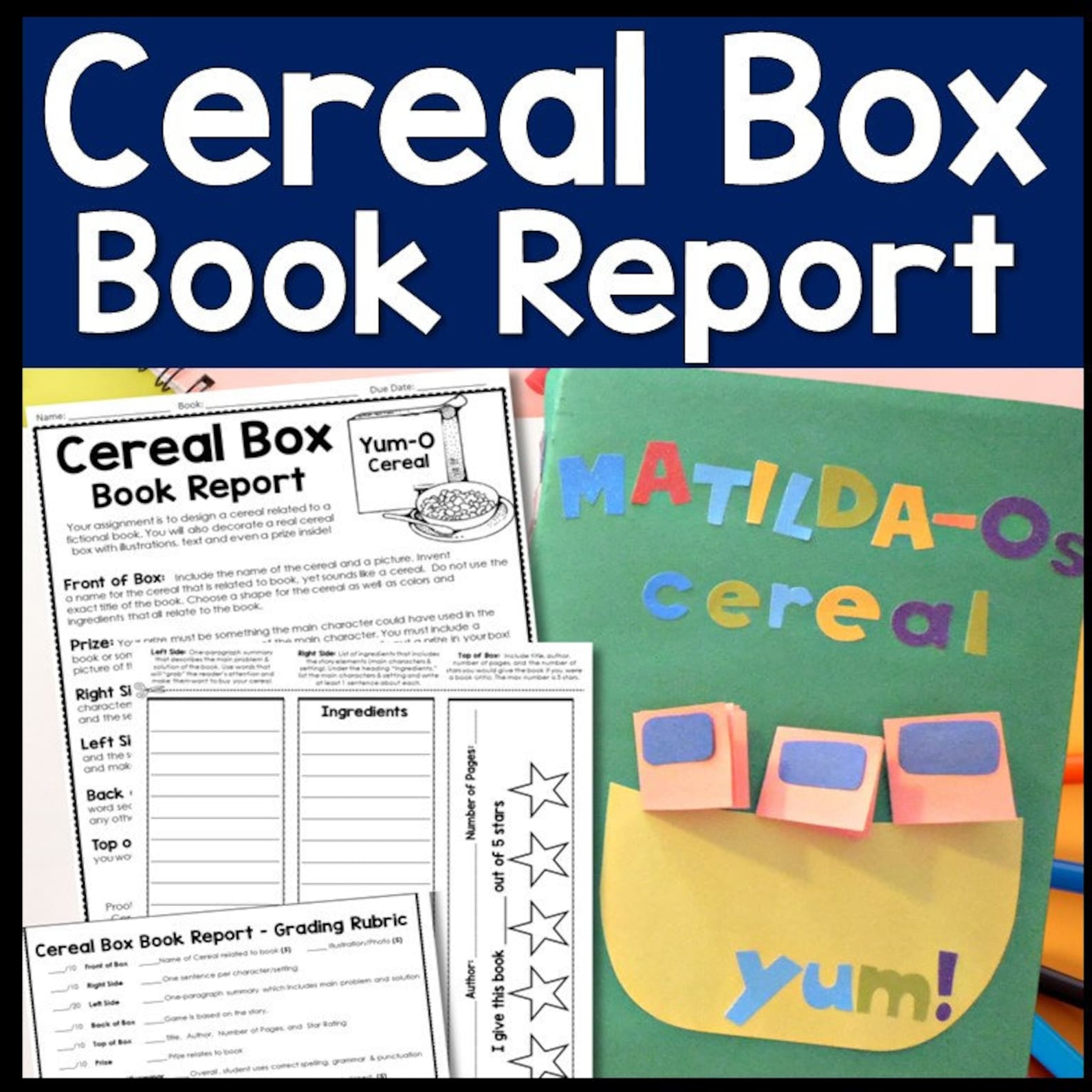 Cereal Box Book Report Template, Fun Book Project for Elementary ...