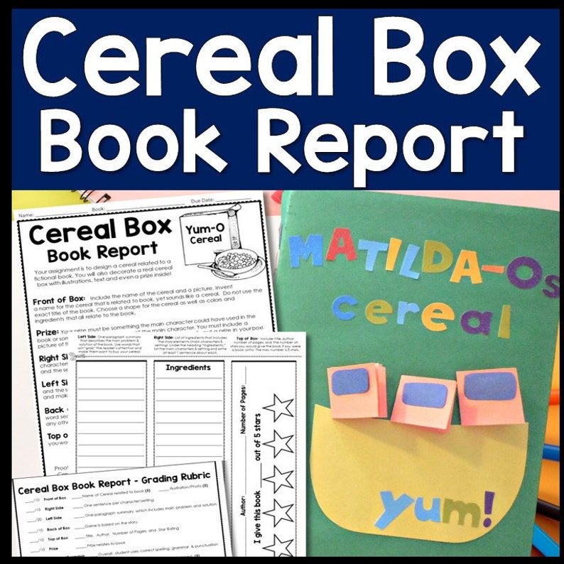 Cereal Box Book Report Template, Fun Book Project for Elementary ...