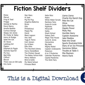 Nonfiction AND Fiction Library Shelf Dividers Classroom - Etsy