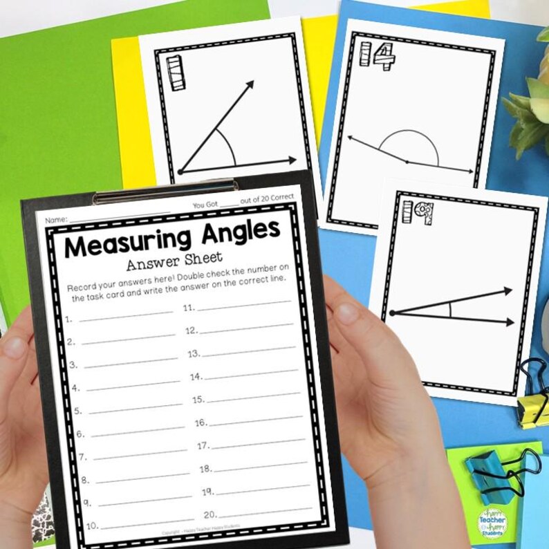 Measuring Angles Scavenger Hunt Game: 20 Measuring Angles Task Cards up ...