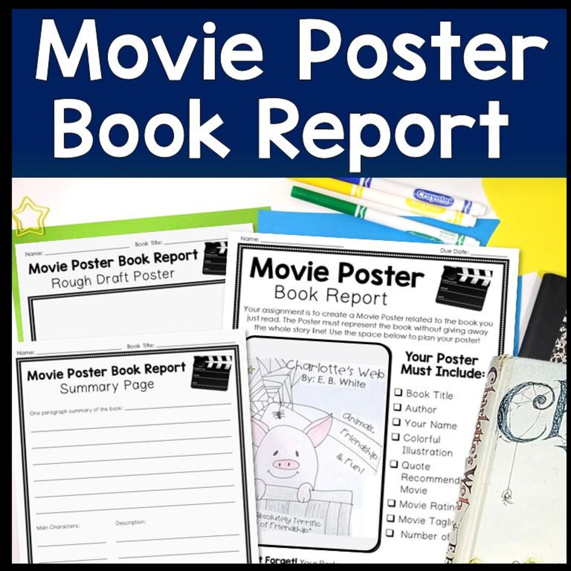 Movie Poster Book Report Template: Creative Book Project Idea (digital ...