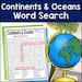 World Map Word Search | Continents and Oceans Word Search for Kids ...