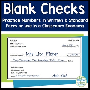 Blank Checks Templates | Use for Writing Large Numbers or in a ...
