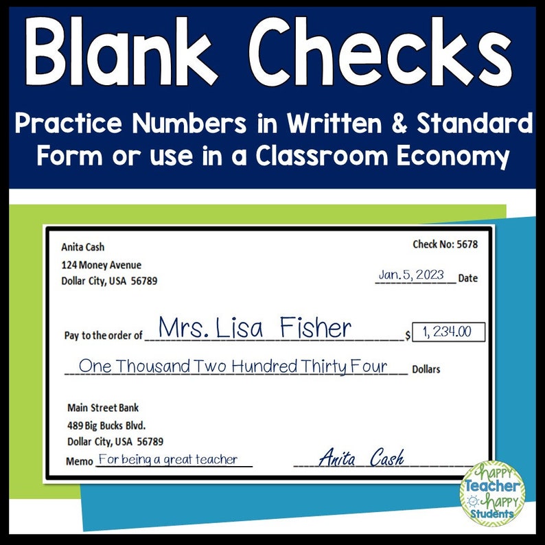 Blank Checks Templates | Use for Writing Large Numbers or in a ...