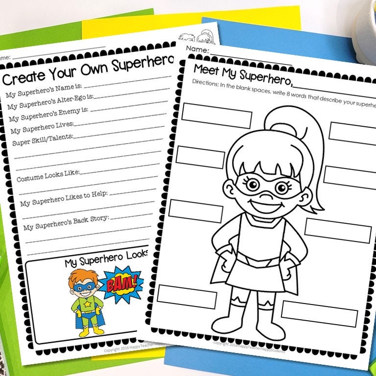 Create Your Own Superhero Writing Activity | 6 Superhero Themed ...